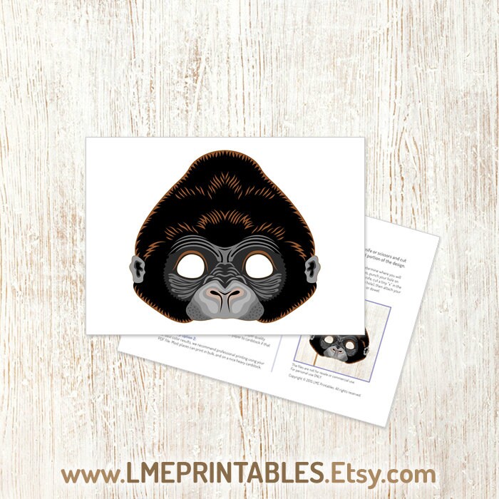 Gorilla Mask Printable Animal Monkey Johnny Sing PDF King Kong - Etsy