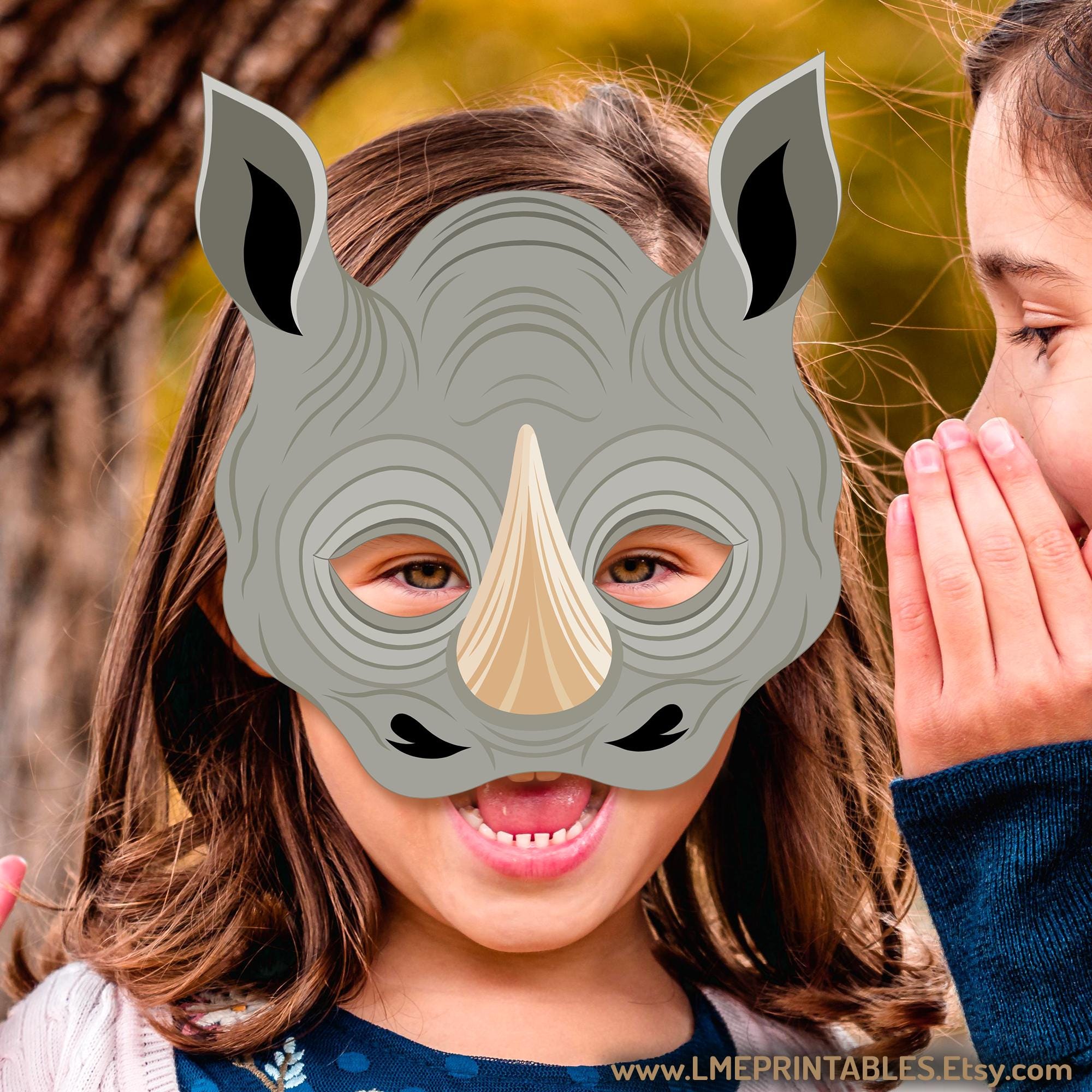 Rhino Mask Printable Safari Animal Costume Kid Adult Birthday Template ...
