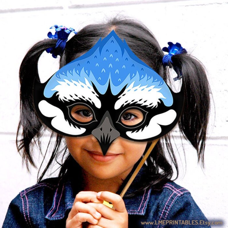 Blue Jay Bird Mask Printable Animal Masks Halloween Costume - Etsy