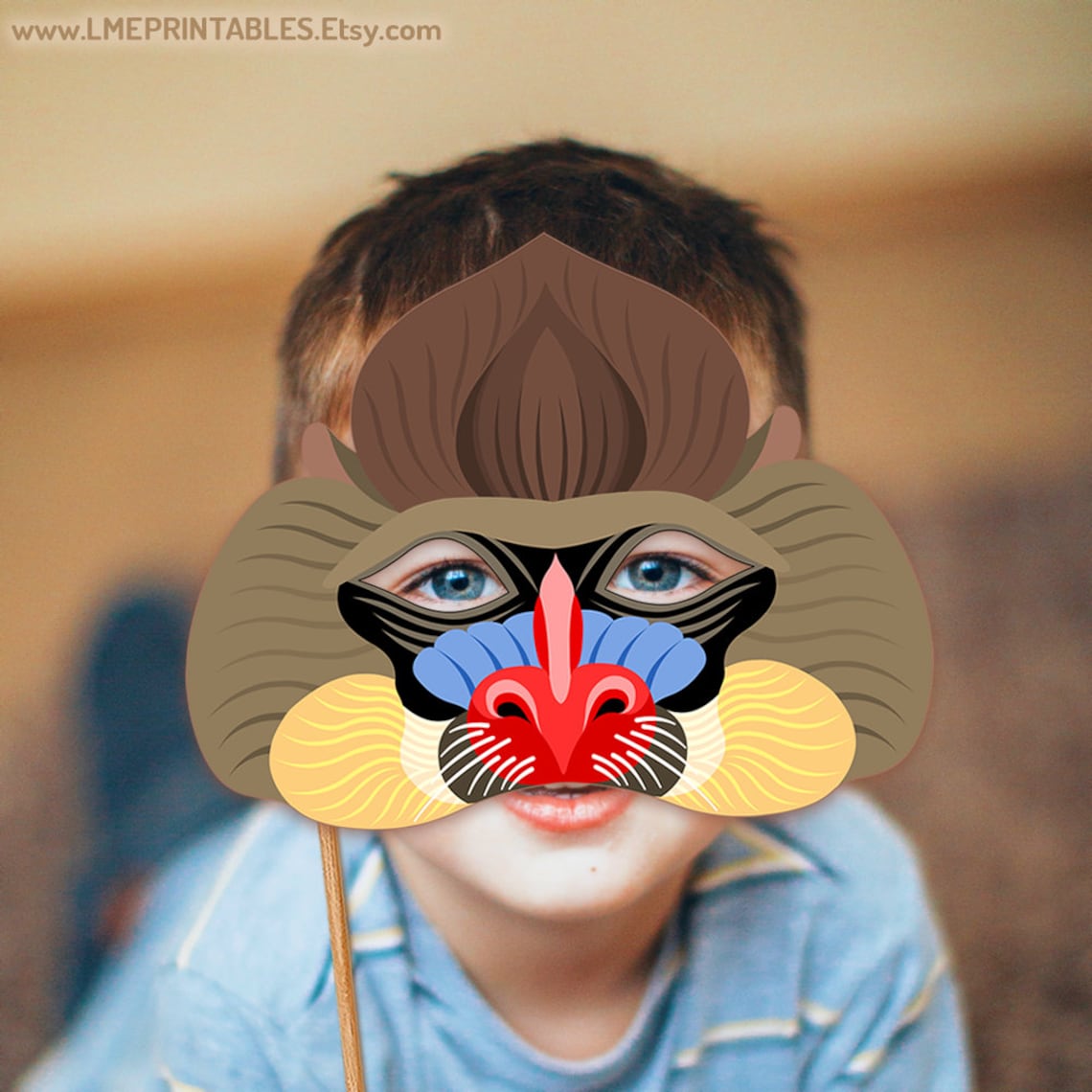 Mandrill Mask Printable Animal Monkey Halloween Costume Kid - Etsy
