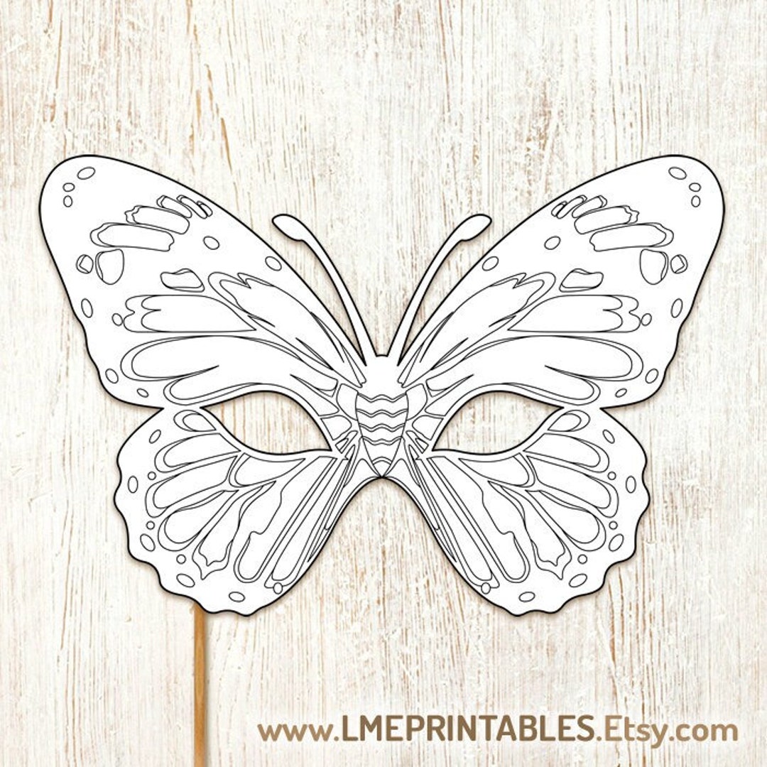 Butterfly Coloring Mask Page Printable Monarch Insect Bug - Etsy