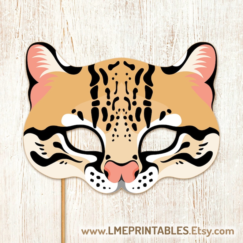 Ocelot Mask Printable Animal Costume Rainforest Kid Adult Birthday ...