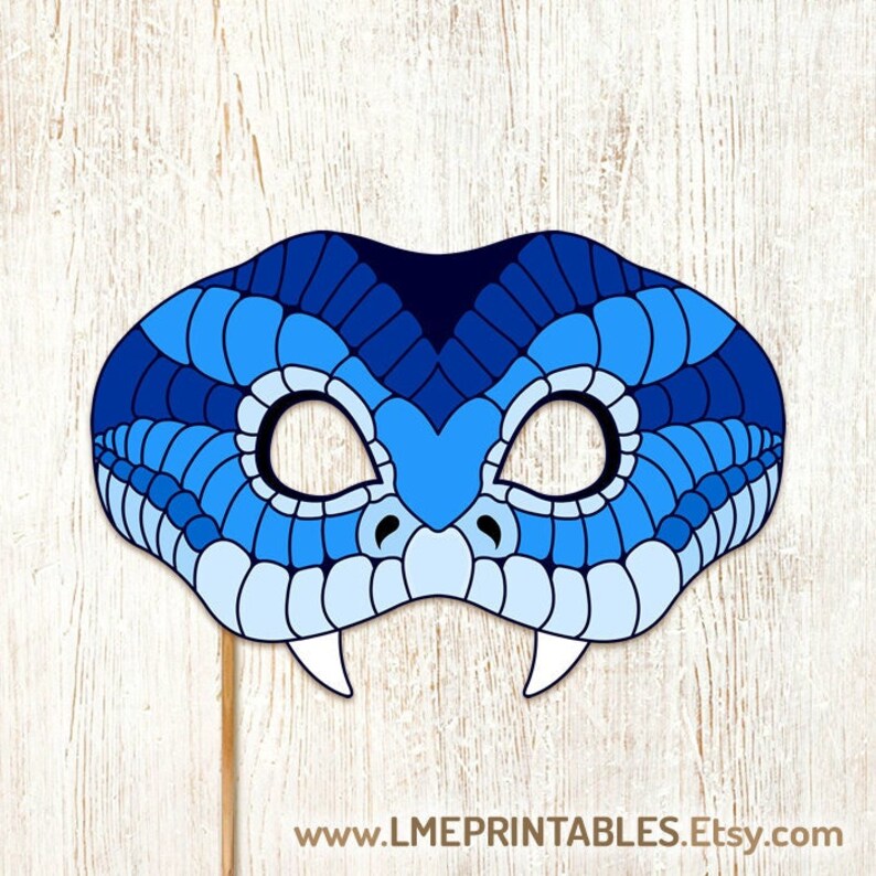 Blue Snake Printable Mask Halloween DIY Costume Reptile Lizard - Etsy