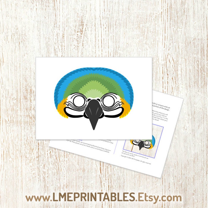 Macaw Parrot Bird Mask Printable Costume Animal Rainforest School ...