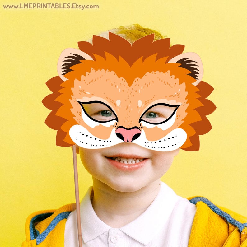 Lion Mask Printable Animal Costume Safari Party Favor Adult Kid Lion ...