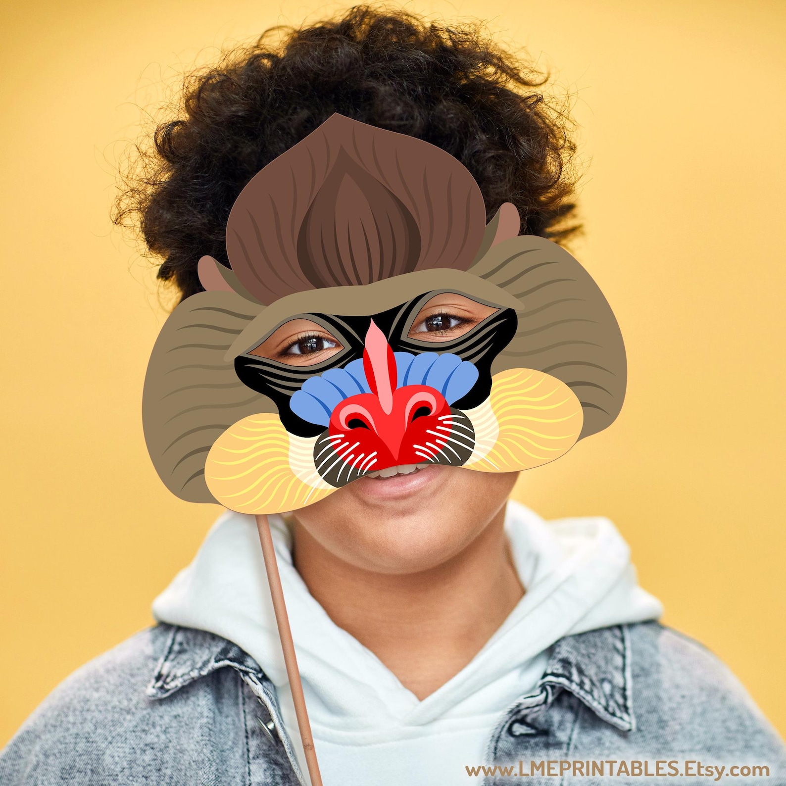 Mandrill Mask Printable Animal Monkey Costume Kid Adult Classroom ...