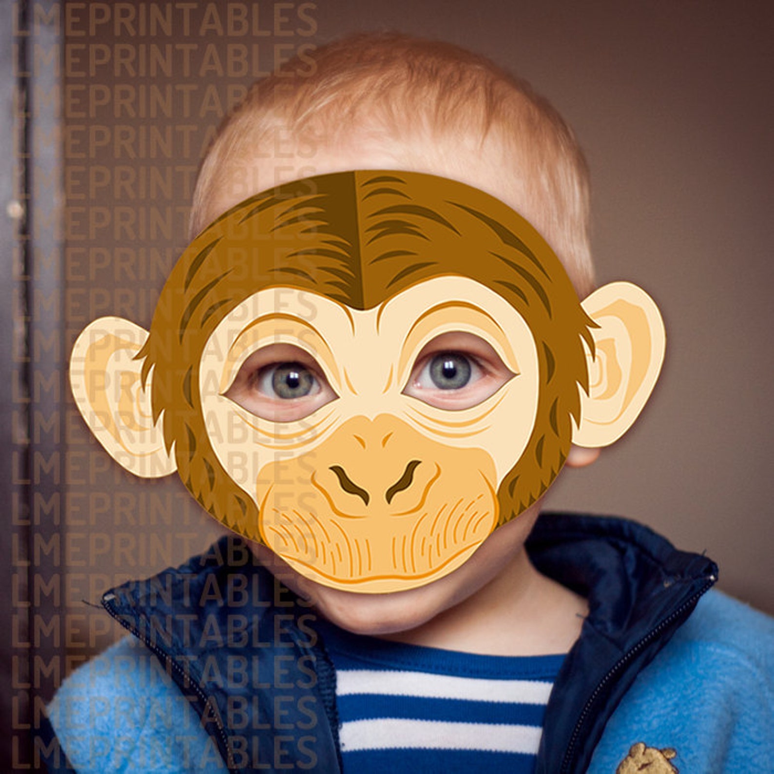 Monkey Mask Printable Animal Chimpanzee Masks Childrens Party | Etsy