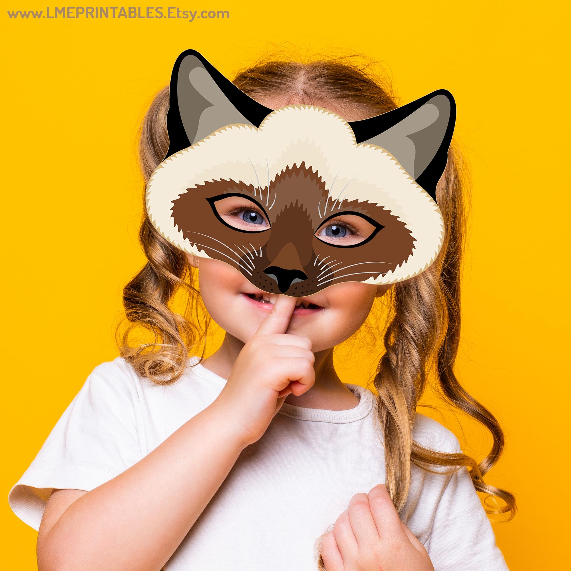 Siamese Cat Mask Printable Costume Animal Halloween Party Favor ...
