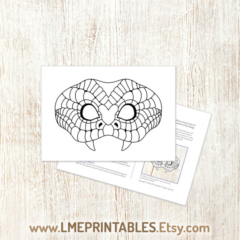 Snake Coloring Mask Printable Halloween Costume Reptile Funny Party ...