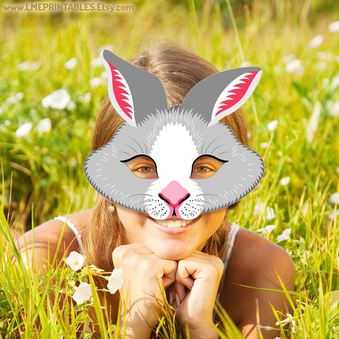 Gray Rabbit Printable Mask Bunny Netherland Easter Halloween Paper ...