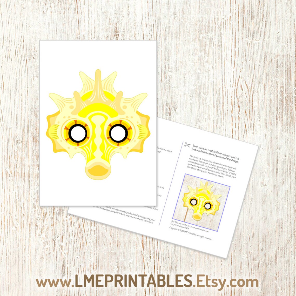 Seahorse Printable Mask Hippocampus Animal Costume Activity Halloween ...