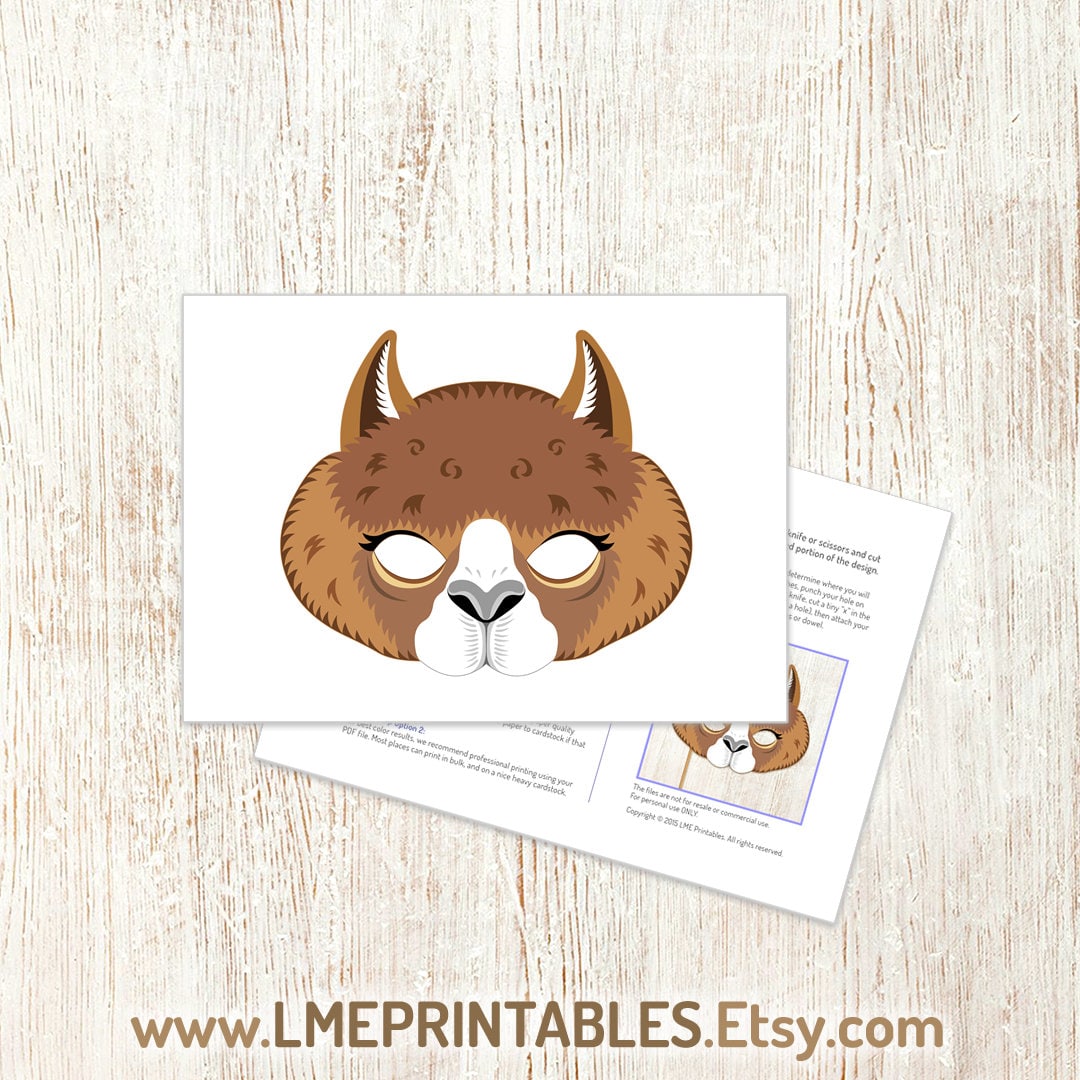 Alpaca Printable Mask Costume Llama Camel Peru Dromedary Animal ...