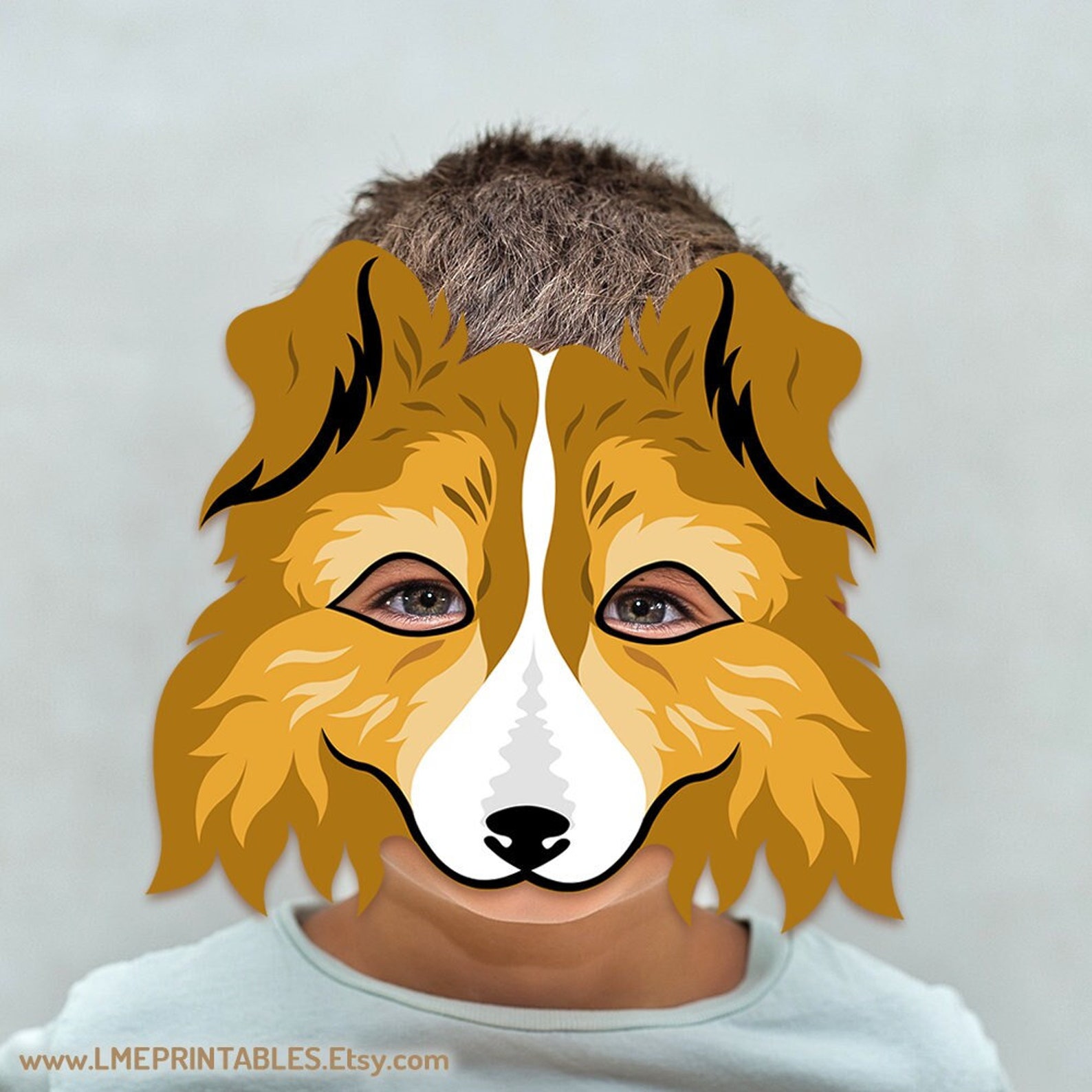 Collie Dog Mask Printable Halloween Animals Costume Kid Adult - Etsy