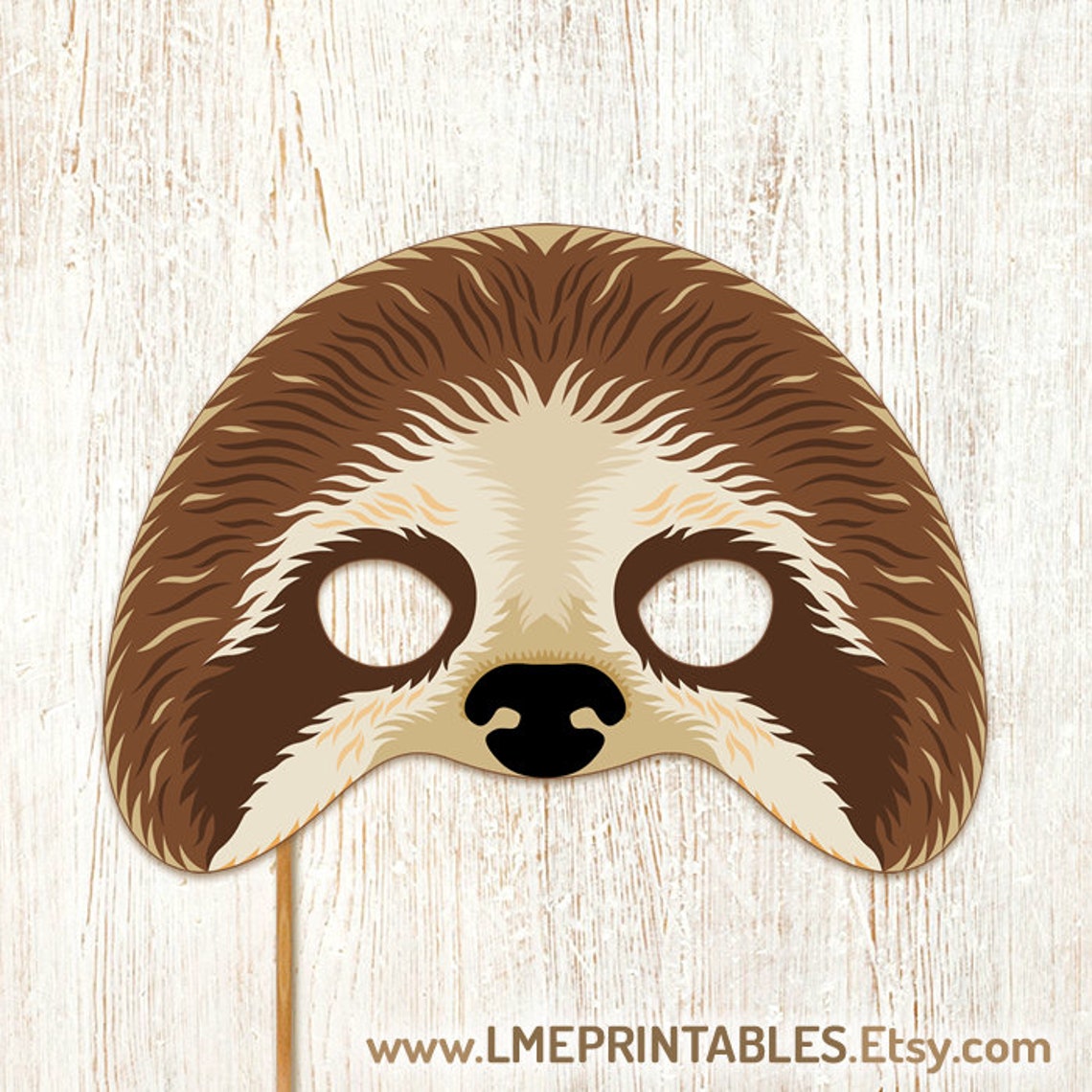 Sloth Mask Printable Costume Animal Masks Party Booth Prop | Etsy