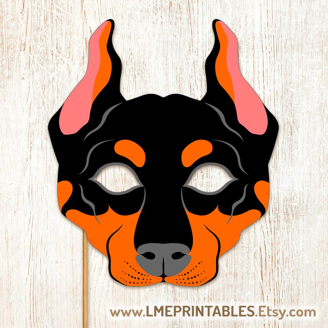 Doberman Dog Mask Printable Halloween Costume Pinscher Animal Party ...