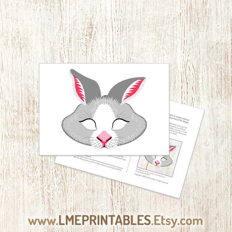 Gray Rabbit Printable Mask Bunny Netherland Easter Halloween Paper ...