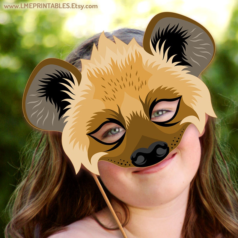 Hyena Mask Printable Animal Halloween Costume Safari Funny Party Favor ...