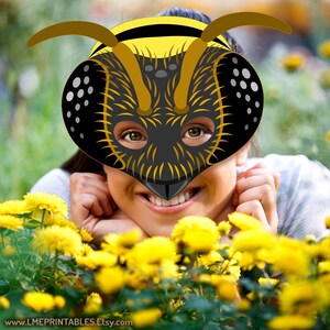 Bee Mask Printable Bumblebee Costume Insect Animal Bug Activity School ...