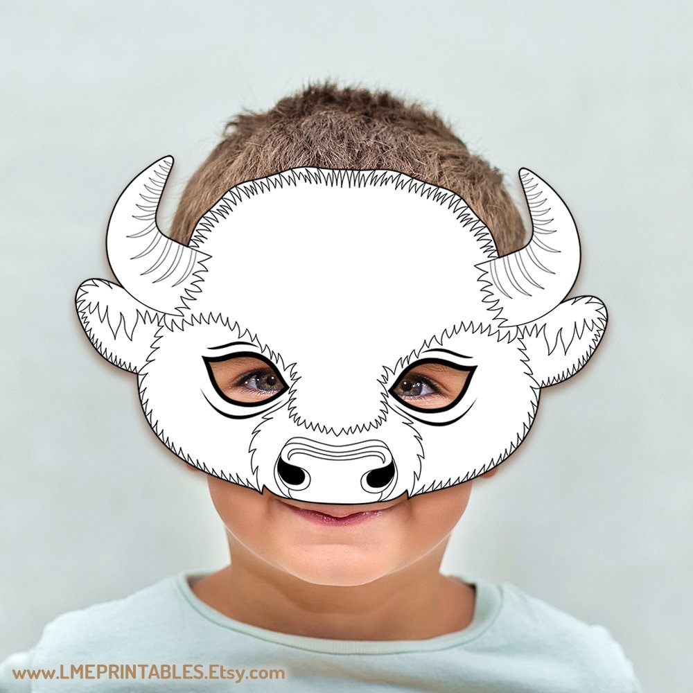 Costume Bison Coloring Mask Printable Halloween American Bison Ox ...