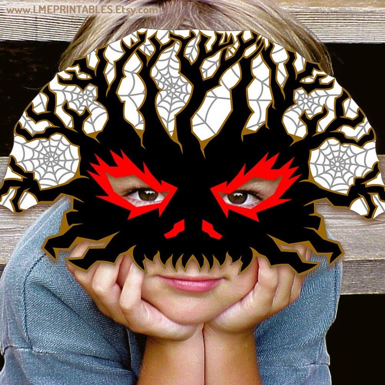 Spooky Tree Mask Printable Halloween Terror Costume Party Skeleton ...