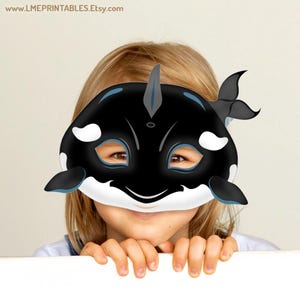 Orca Printable Mask Costume Halloween Cetacean Pool Party Favor Beach ...