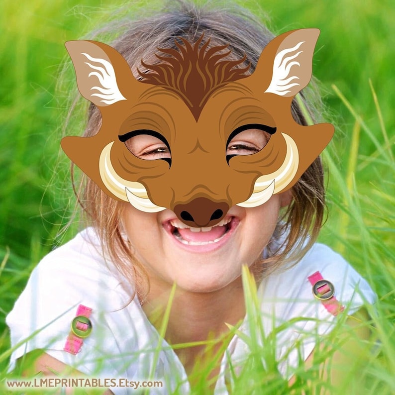 Warthog Mask Printable Costume Safari African Animal Wild Boar ...
