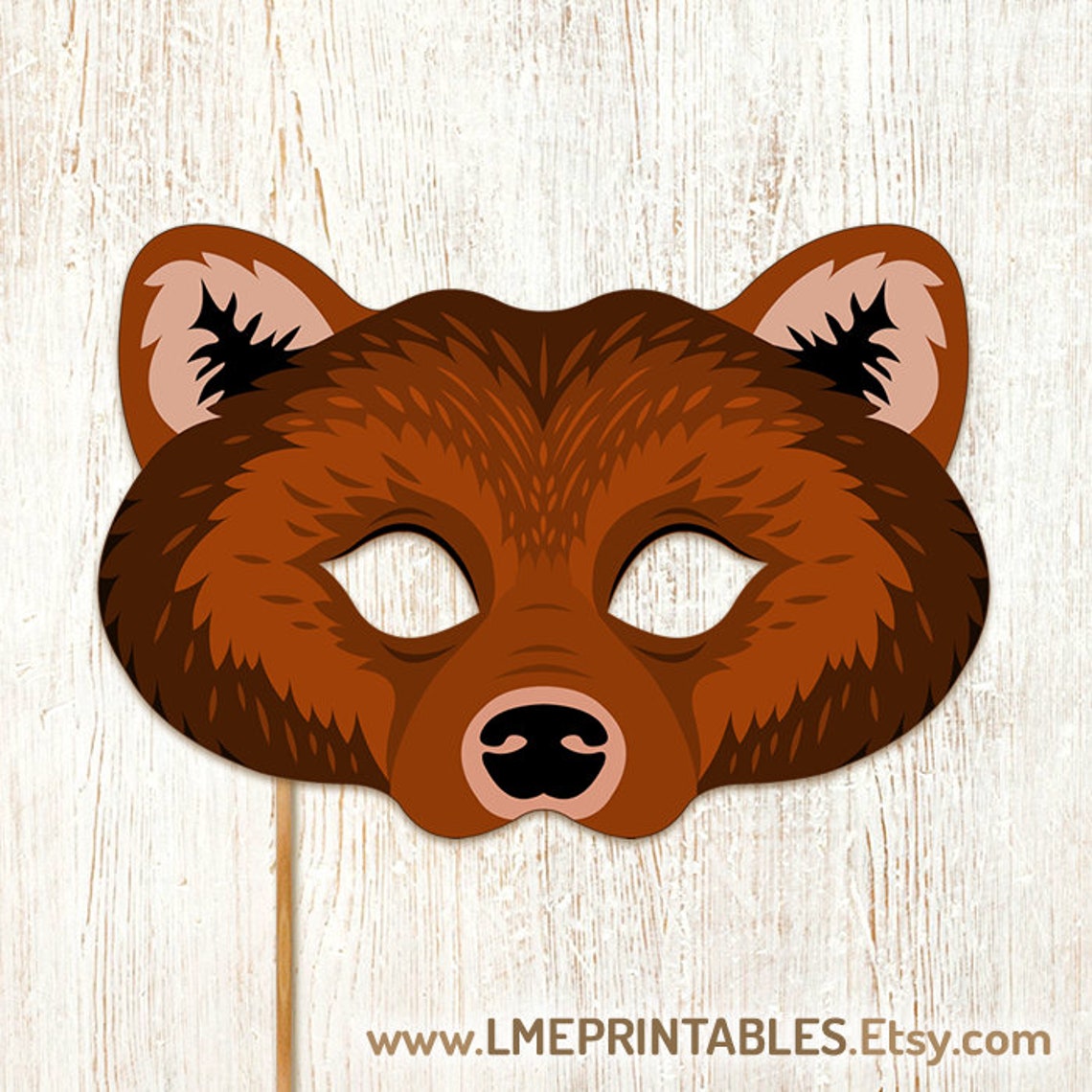 Bear Mask Printable Grizzly Bears Brown Halloween Costume | Etsy