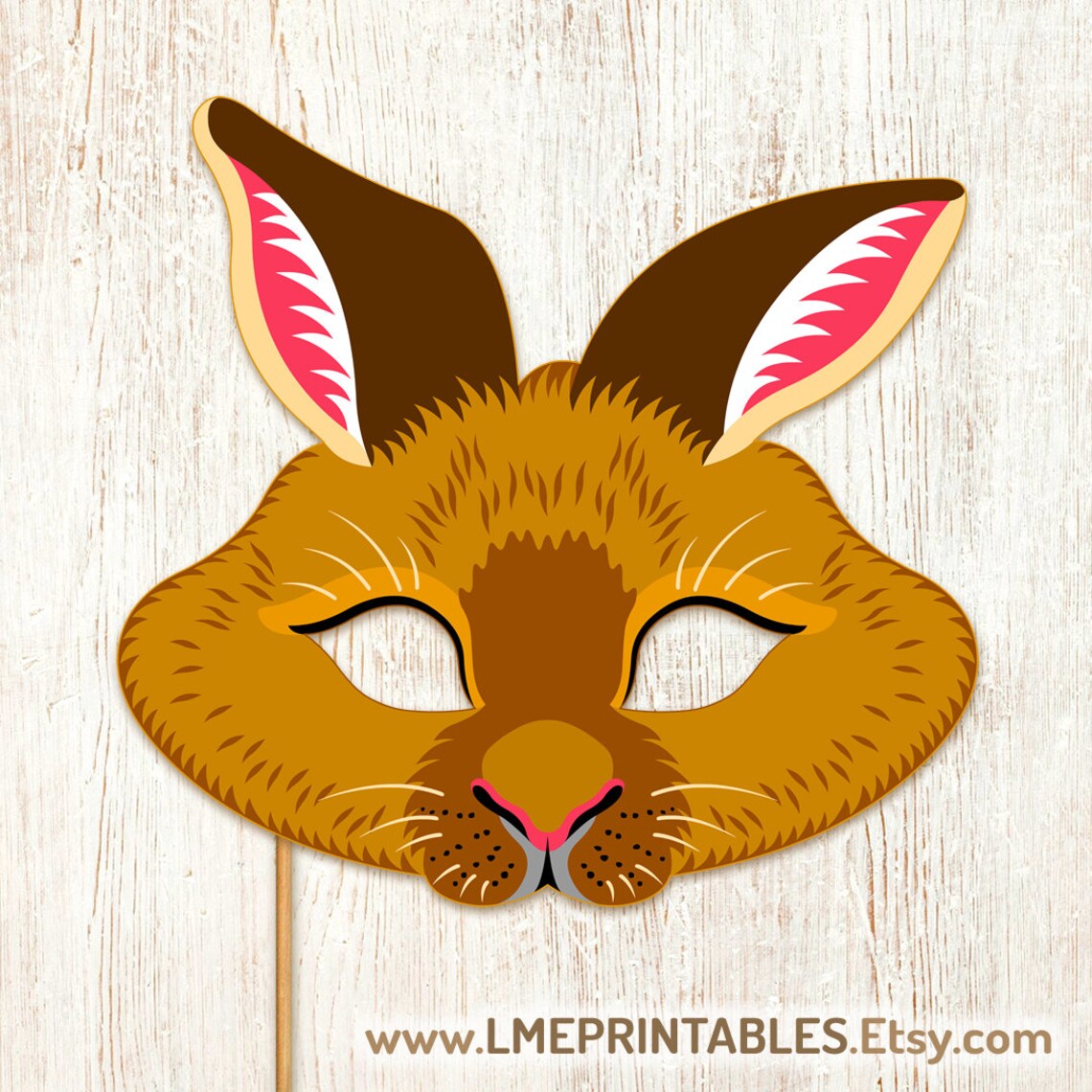 Brown Rabbit Printable Mask Bunny Easter Halloween Hare Costume Zodiac ...