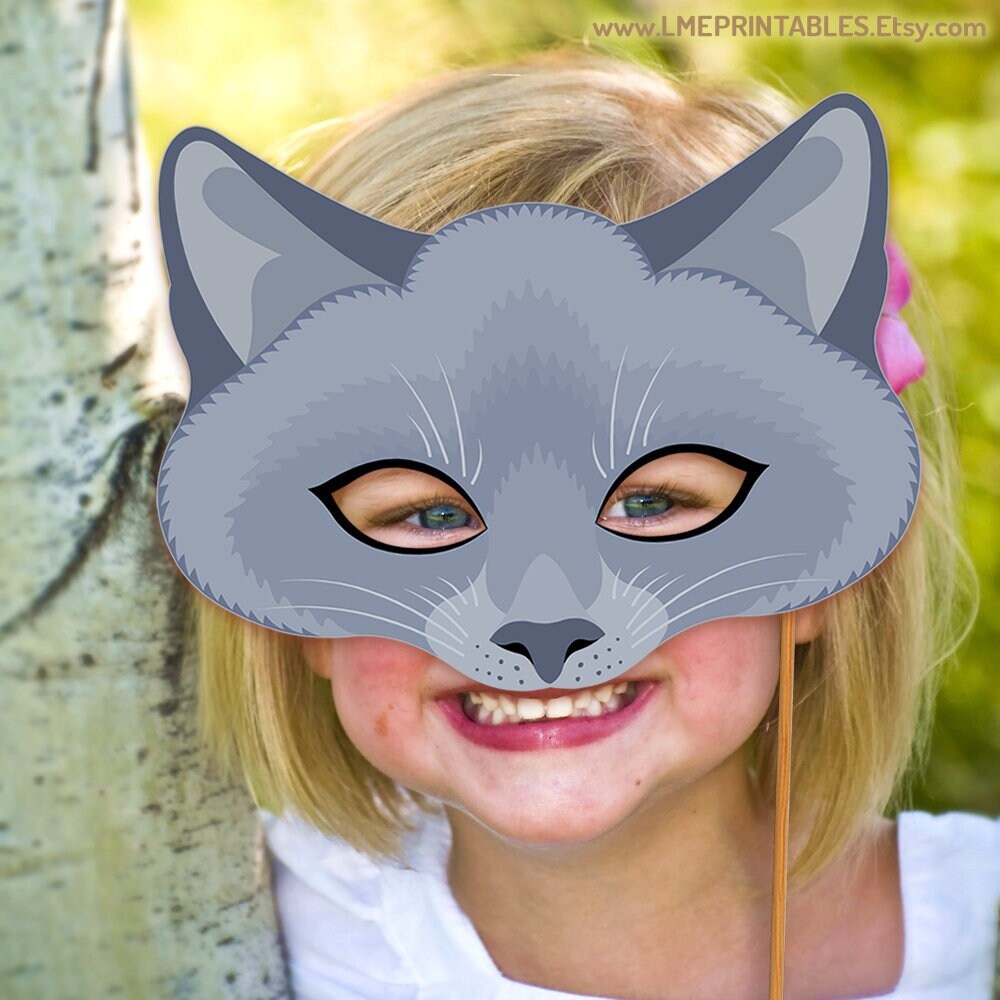 Russian Blue Cat Printable Mask Halloween Party Costume Animal - Etsy