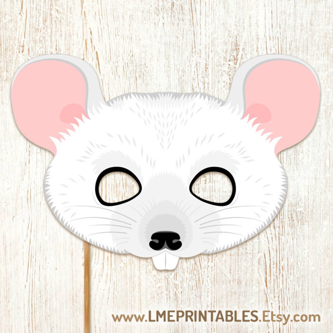 White Mouse Mask Printable Costume Rat Hamster Paper Animal Sewer PDF ...
