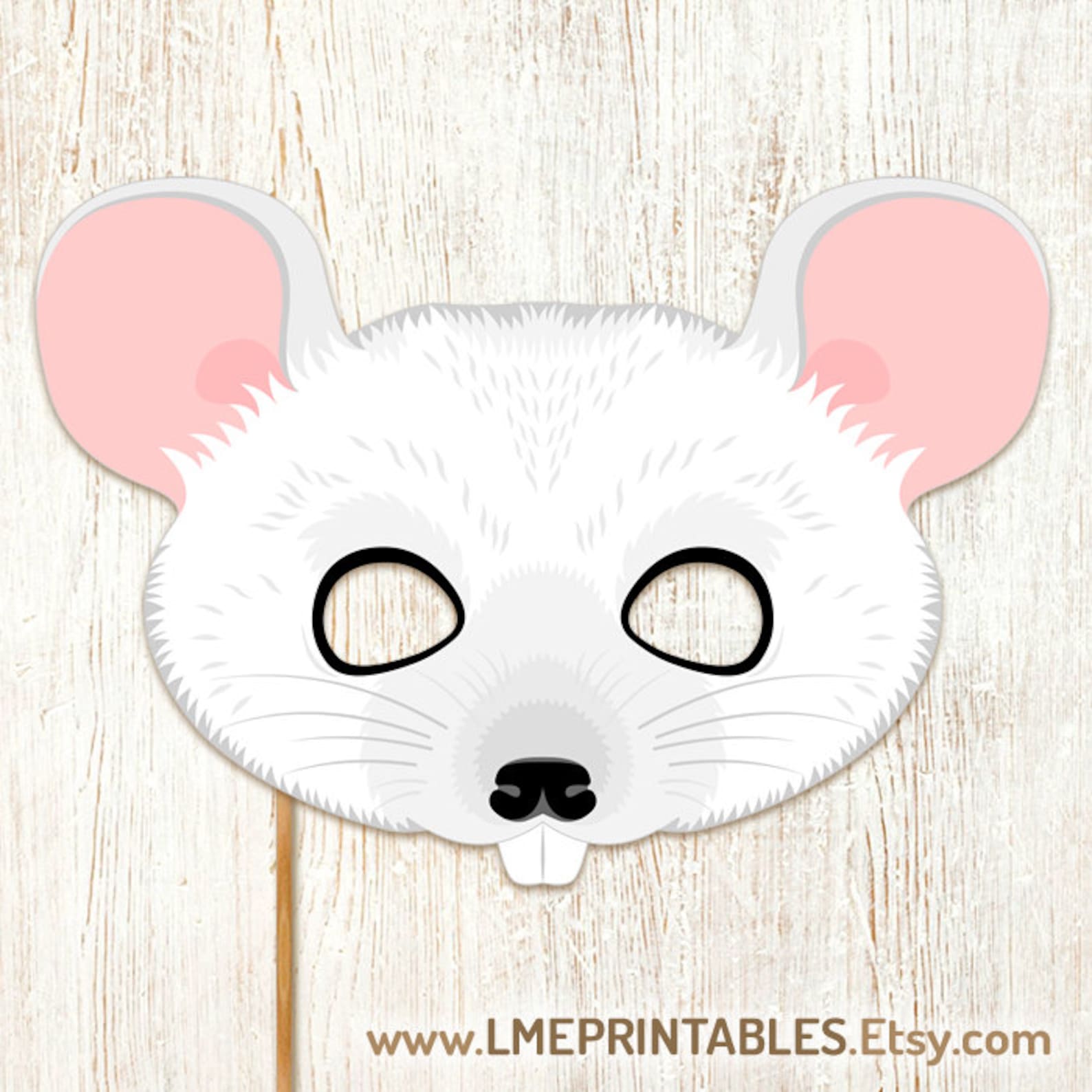 White Mouse Mask Printable Costume Mice Rat Hamster Paper - Etsy