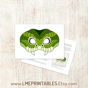 Green Snake Printable Mask Reptile Costume Lizard Animal Craft ...