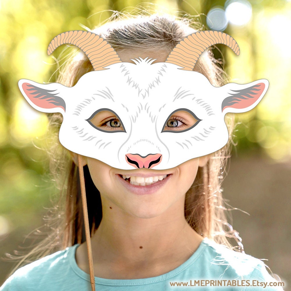 Goat Mask Printable Halloween Costume Nanny White Goat Animal Farm ...