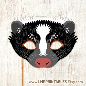 Skunk Mask Printable Halloween Costume Animal Masks Woodland | Etsy