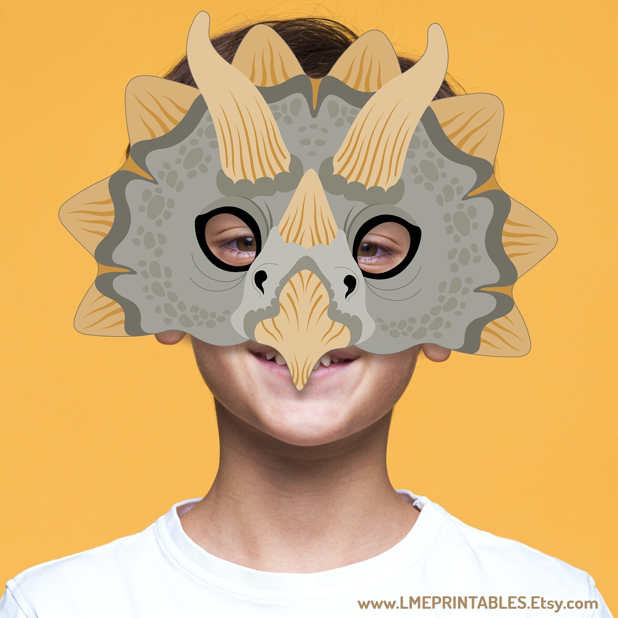 Triceratops Mask Printable Dinosaur Costume Animal Halloween ...