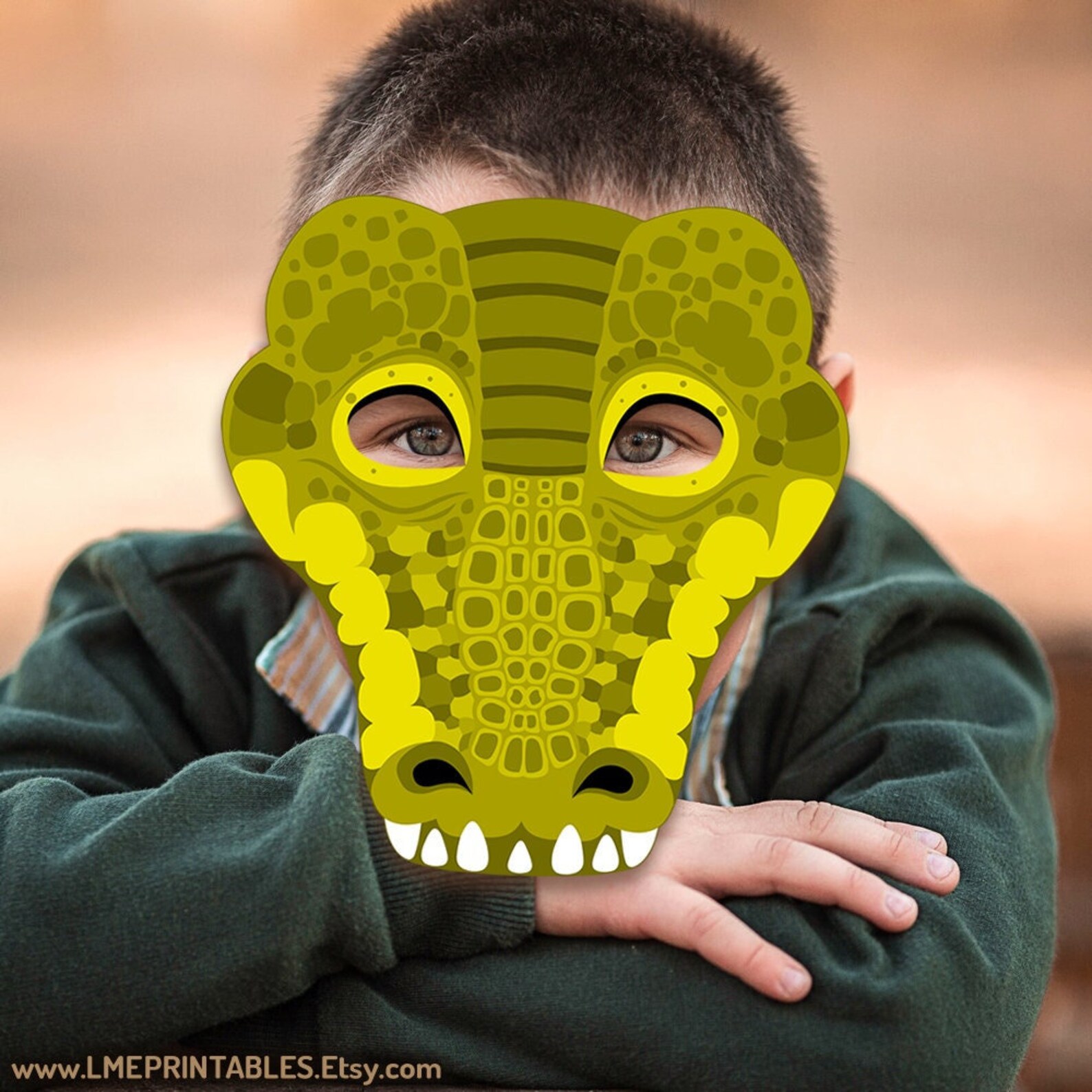 Crocodile Printable Mask Reptile DIY Costume Halloween Green Animal ...