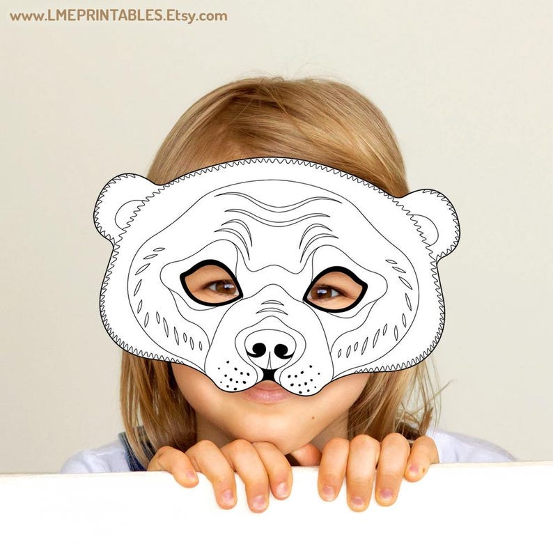 Sun Bear Coloring Mask Printable Halloween Costume Carnival Animal Mask ...