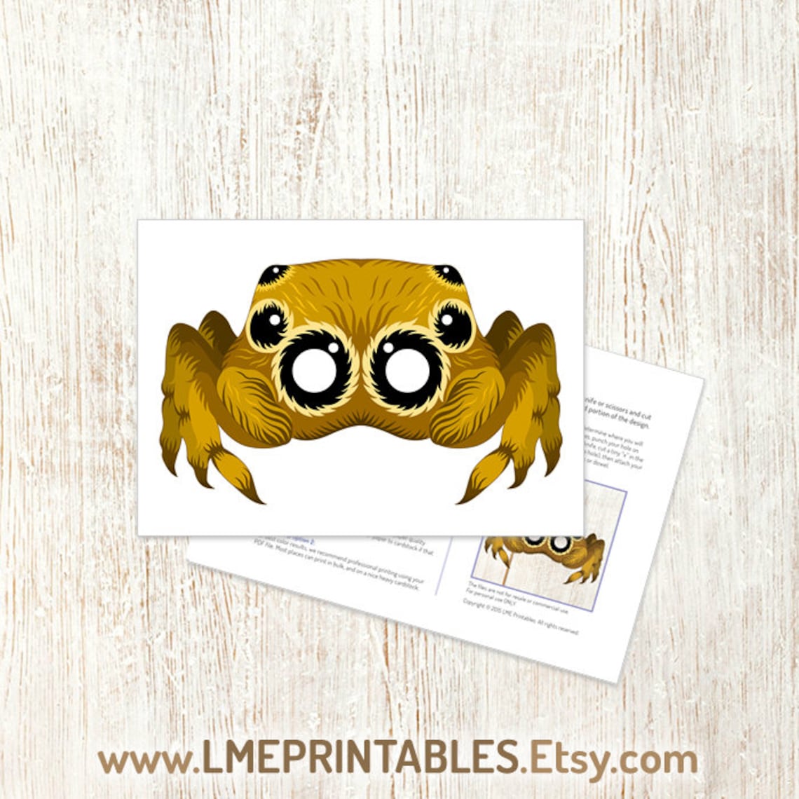 Tarantula Spider Mask Printable Halloween Jumping Bug Animal DIY ...