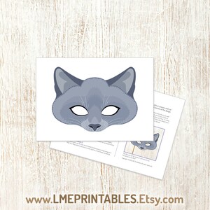 Russian Blue Cat Printable Mask Halloween Party Costume Animal Pattern ...