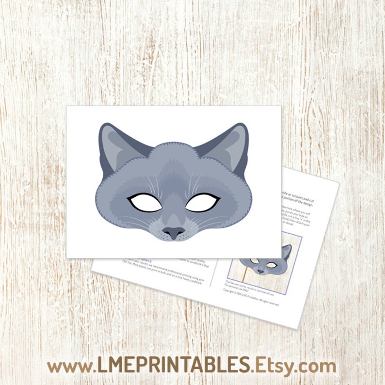 Russian Blue Cat Printable Mask Halloween Party Costume Animal - Etsy