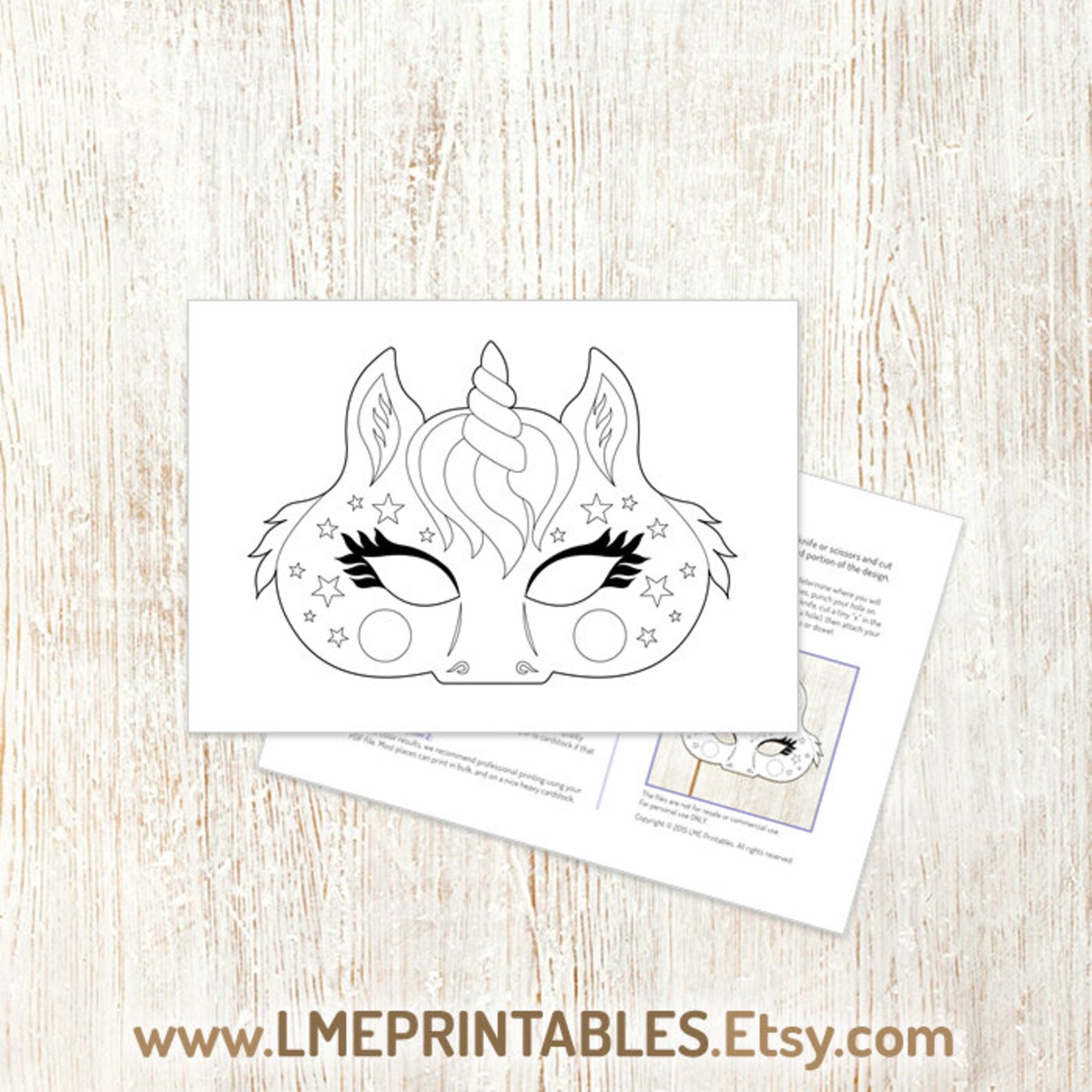 Unicorn Coloring Printable Mask Halloween Costume Party Games | Etsy