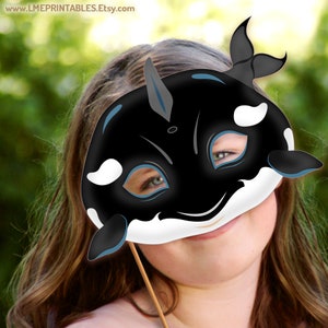 Orca Printable Mask Costume Cetacean Pool Party Favor Beach Sea Animal ...