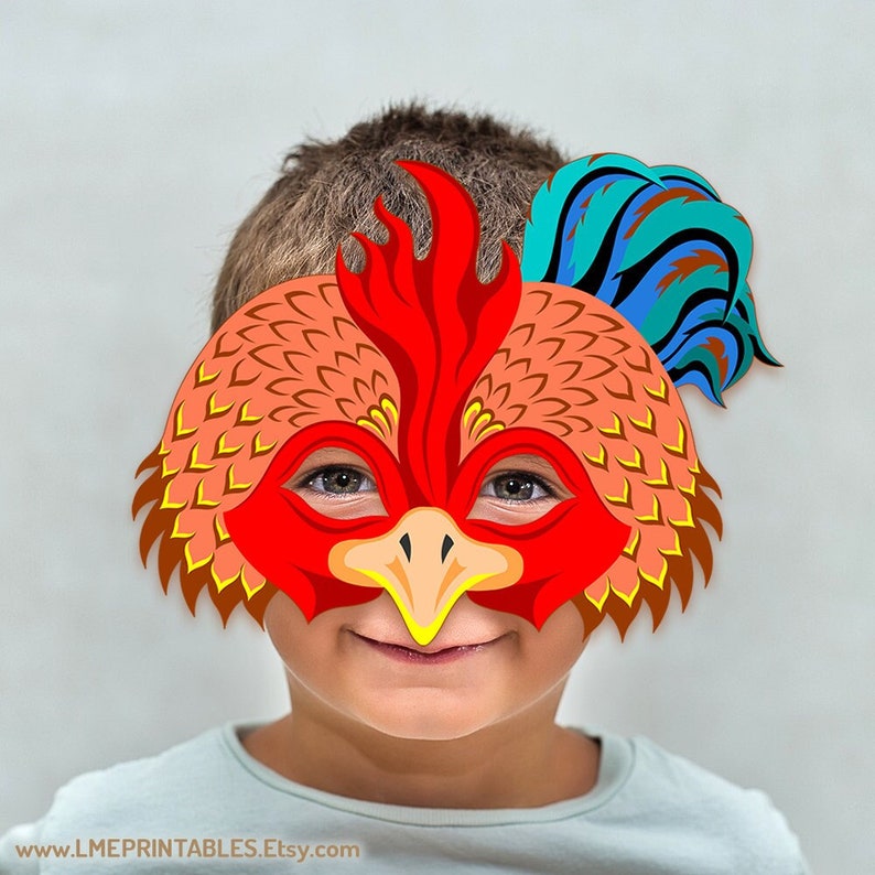 Rooster Mask Printable Halloween Costume Chicken Farm Animal - Etsy
