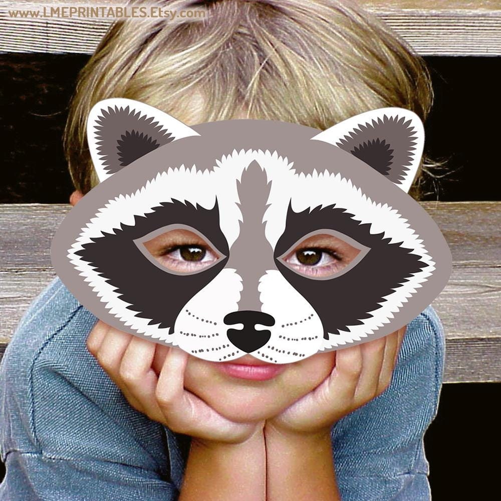 Raccoon Mask Printable Costume Animal Halloween Paper Craft Carnival ...