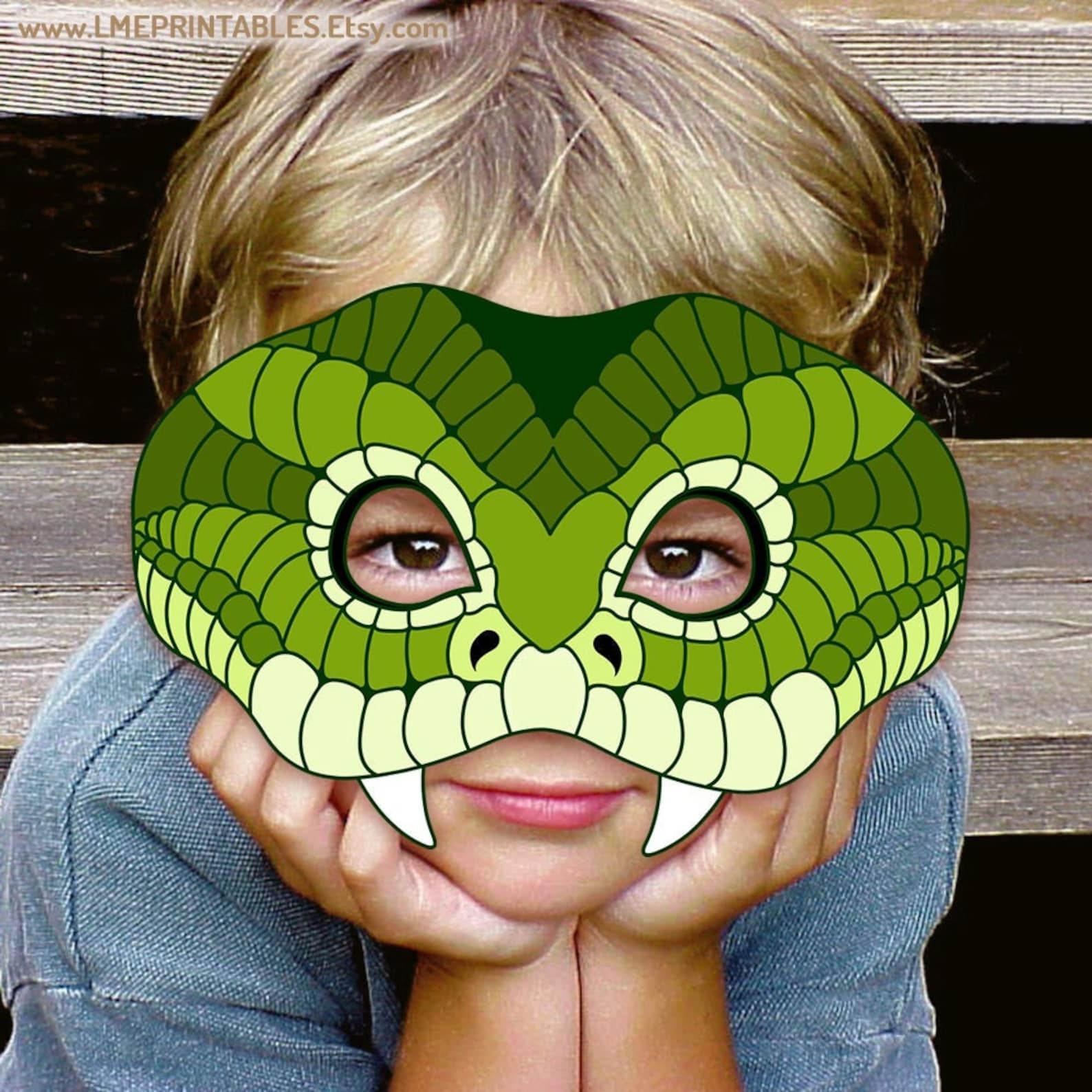Green Snake Printable Mask Halloween DIY Costume Reptile Lizard Animal ...