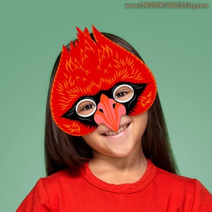 Cardinal Red Mask Printable Animal Bird Carnival Halloween Costume ...