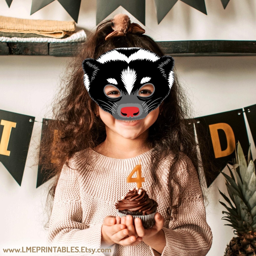 Skunk Mask Printable Carnival Forest Costume Animal Halloween Woodland ...