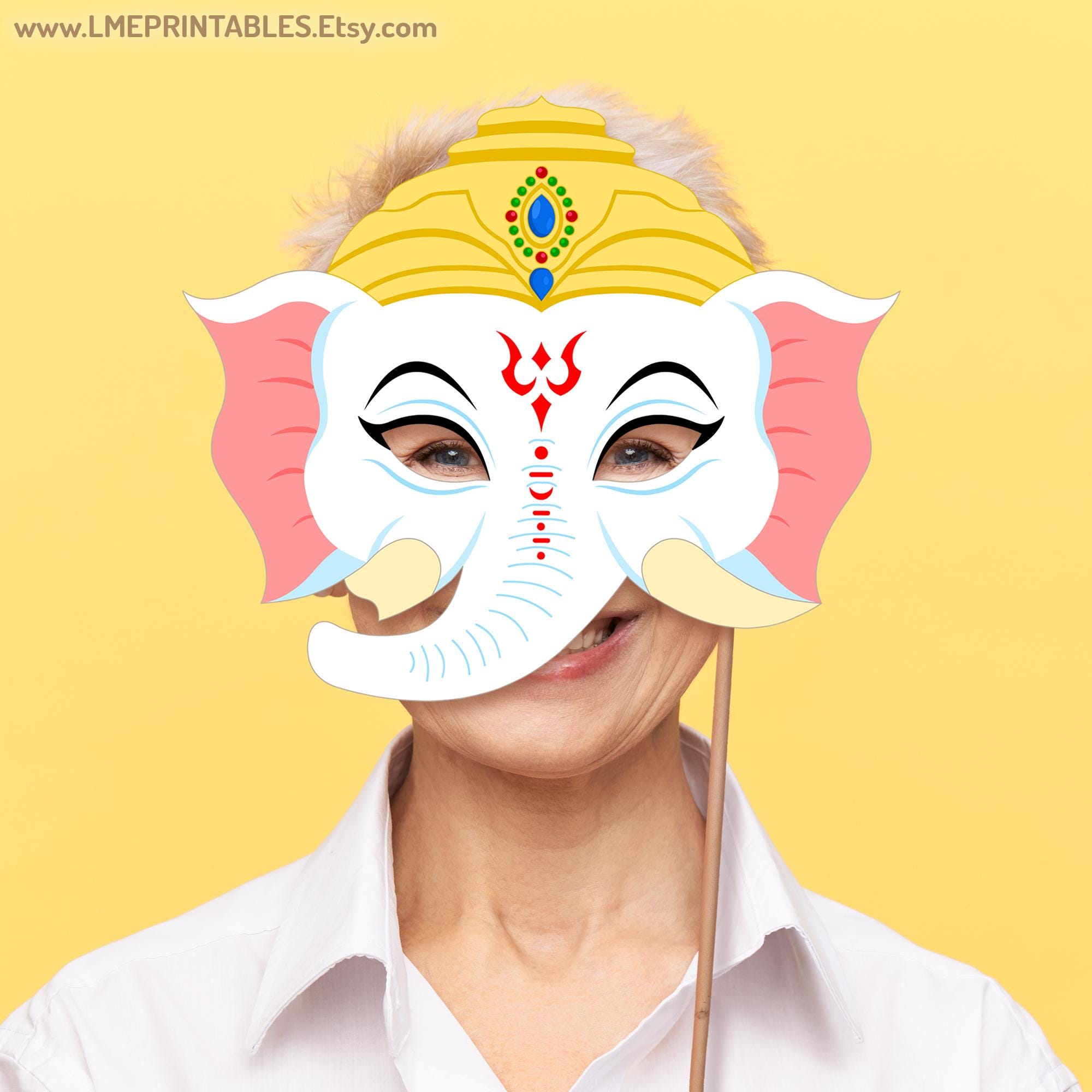 Ganesha Mask Printable Lord God Hindu Costume Ancient India School ...