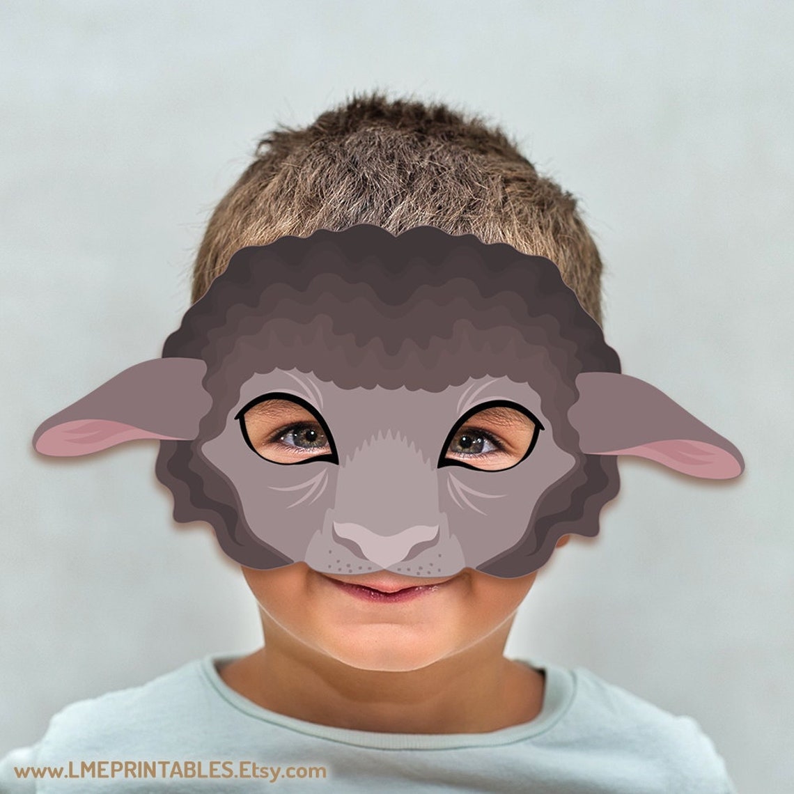 Sheep Mask Printable Grey Costume Halloween Paper Farm Animal Nana ...