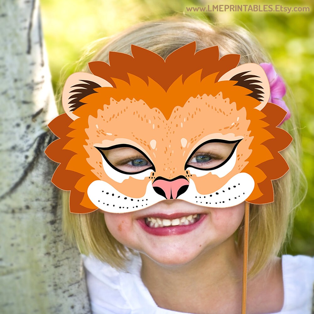 Lion Mask Printable Animal Costume Safari Party Favor Adult Kid Lion ...